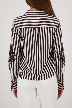 Monari Klassische Bluse Bluse Streifen + Stick Regular fit mit Kordelstickerei