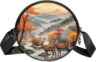 Generic Petit sac &agrave; bandouli&egrave;re Circle pour femme, petit sac &agrave; bandouli&egrave;re avec fermeture &eacute;clair, bretelles r&eacute;glables, sac &agrave; main rond d&eacute;contract&eacute; pour femmes