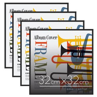 Americanflat 32x32 Schallplatten Rahmen Wand - Vinyl Rahmen mit Poliertem Plexi-Scheibe und Schlankem Minimalistischem Design - zur Wandmontage - Inklusive Aufh&auml;ng