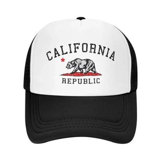 Generic Casquette Trucker Unisexe Punk personnalis&eacute;e avec Drapeau de la R&eacute;publique Californie Casquette Baseball Ajustable pour Adultes Hommes et Femmes Prote