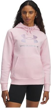 Under Armour Rival Fleece Shimmer Hoodie Sweatshirt à Capuche, Rose Premium/irisé, Medium Femme