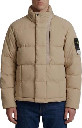 Stone Island Kurze Daunenjacke Logo - - Jackets - Herren - Braun - M