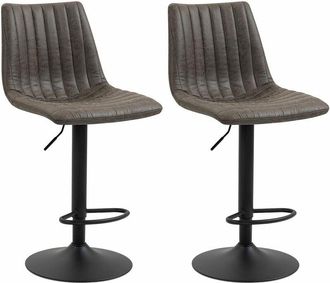 IDIMEX Lot de 2 tabourets de bar veneza en tissu suédine gris