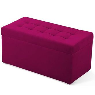 MG Design Pouf Coffre 45 x 90 cm Rose - Rangement 100 L, Charge 300 kg, Doux, Aspect Mat et Texture Fine, Facile à Nettoyer - pour Salon, Chambre, entrée