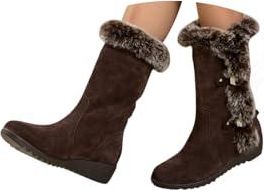 Generic Bottes dhiver pour femme - Longueur mollet - Doublure en fourrure - Bottes &agrave; enfiler - Bottes de neige chaudes doubl&eacute;es de fourrure - Confortables - A
