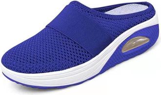 Onsoyours Clogs Weiche Hausschuhe Damen Pantoletten Mesh Sabot Mit Orthop&auml;disch Luftkissen Atmungsaktiv Plateau Freizeit Sandalen Slipper A Blau 37 EU