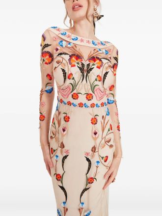 Temperley London robe à fleurs brodées - Tons neutres
