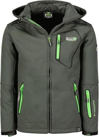 Geographical Norway Tanada Men - Veste Softshell Homme Impermeable &agrave; Capuche - Manteau Outdoor Blouson Coupe Vent Tactique Resistant - Randonnee Ski Automne Hiver Printem