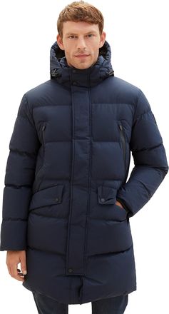 Tom Tailor Herren 1037357 Recycled Down Puffer-Parka mit Abnehmbarer Kapuze, 10668-sky Captain Blue, L