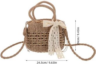 Hemobllo Sac Seau Paille Tissée pour Femme Sac Bandoulière Léger et Solide Design Creux Naturel Multi-usage pour Plage Vacances et Sorties Décontractées