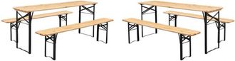 Sweeek Sweeek - Lot de 2 tables de r&eacute;ception pliantes bois de sapin 2 bancs naturel Bayonne esprit brasserie 12 places