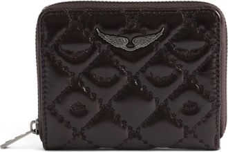 Zadig&Voltaire mini portefeuille matelassé à plaque logo - Marron