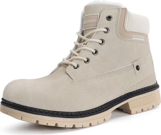 Eagsouni Winterstiefel Schneestiefel Damen Warm Gefütterte Winterschuhe Wasserdicht Stiefeletten Winter Schnürstiefel Wander Schuhe, Beige, 41 EU