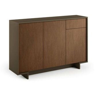Dmora Sideboard Aneto, Wohnzimmer-Sideboard, Wohnzimmer-Buffet mit 3 Türen und 1 Schublade, 100 % Made in Italy, 134 x 35 x 87 cm, Braun und Walnuss - Dmora