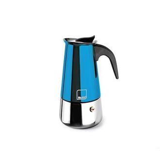 Ibili Cafetière express Moca Blue, 10 tasses, 460 ml, acier inoxydable, convient pour induction