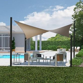 Coolaroo Dualshade Outdoor-Sonnensegel mit 95% UV-Schutz und Montageset, 365,8 x 365,8 cm, quadratisch, Farbe: Kopfsteinpflaster