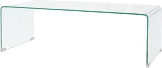 Festnight Multifunktional Couchtisch Sofatisch aus gehärtetem Sicherheitsglas Kaffeetisch 100x48x33cm Glastisch Wohnzimmertisch Transparent