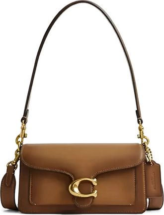 Coach sac porté épaule matelassé à plaque logo - Marron