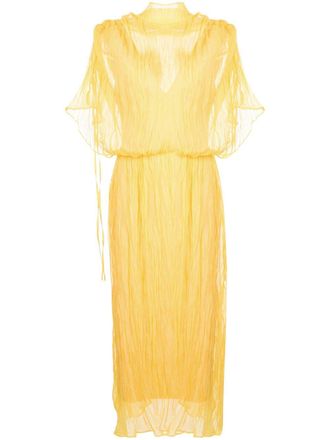 Ellery robe mi-longue &agrave; effet froiss&eacute; - Jaune