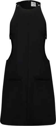 Courr&egrave;ges Femme, Robes, Noir, Taille: 38 FR Buckle Tailored A-Line Dress