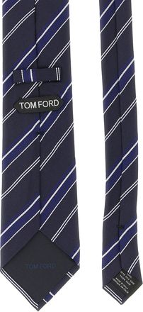 Tom Ford Diagonal-Striped Silk Necktie - Navy