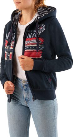 Geographical Norway FARLOTTE Lady - Damen Sweatshirt Langarmshirt Taschen - Damen Sweatshirt Langarm Pullover Winter - Hoodie Jacke Hoodies Kapuzenpullover Casual Classic