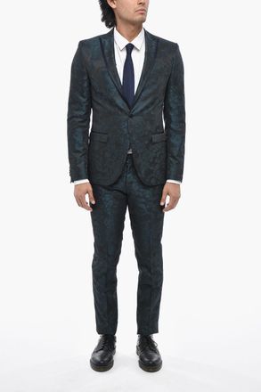 Corneliani CC COLLECTION Damast-Wollmix-Anzug mit Satin-Details Corneliani