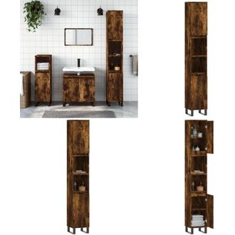 vidaXL Vidaxl - Badschrank R&auml;uchereiche 30x30x190 cm Holzwerkstoff - Badezimmerm&ouml;bel - Badschrank - Holzbadschrank - Rauchfarben M&ouml;bel - Landhaus Stil