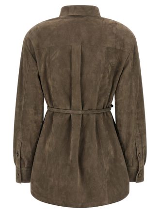 Fendi Womens Gray Lamb Leather Blouse