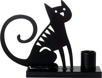 Bengt & Lotta Sitting Cat schwarz Kerzenständer Höhe 12 cm