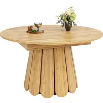 Liberte Libert&eacute; - Table &agrave; manger extensible ronde 118-158x118x76cm Table &agrave; manger bois 6 personnes avec rangement pour salon salle &agrave; manger