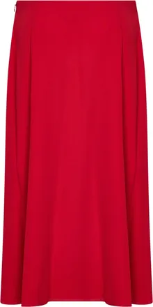 Valentino Flared Midi Silk Georgette Skirt - Red