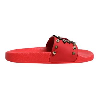 Dolce & Gabbana Femme, Chaussures, Rouge, Taille: 35 EU Sacred Heart Slides