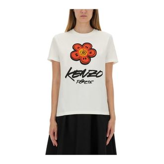 Kenzo Femme, Tops, Blanc, Taille: 40 FR T-shirt en coton avec logo floral