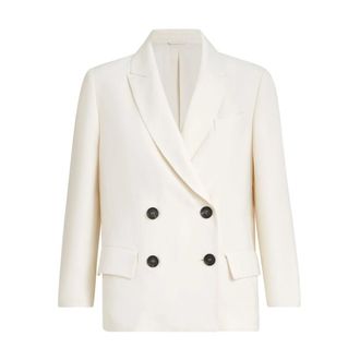Brunello Cucinelli Fluid Twill Blazer - - Jackets - Damen - Beige - L