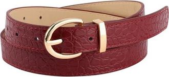 Allegra K Alligator Embossed Belts Waist Alloy Pin Buckle Belt Red