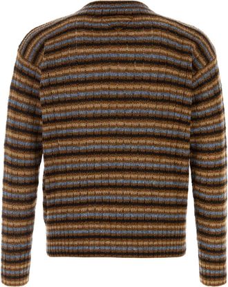 Prada Mens Embroidered Wool Sweater Ruggine Exterior: Viirgn Maglieria