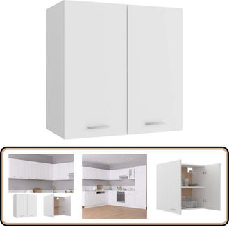 vidaXL Armoire suspendue Blanc 60x31x60 cm Bois dingénierie - Armoire Suspendue - Meuble De Cuisine - Rangement Cuisine - Armoire Blanche - Armoire Bois