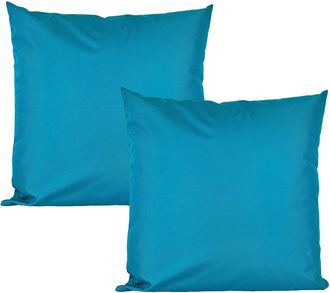 JACK 2er Set Outdoor Kissenhülle Kissenbezug 50x50cm Wasserfest Sitzkissen Lounge Kissen Garten Stuhl Lotus Effekt, Farbe:Petrol