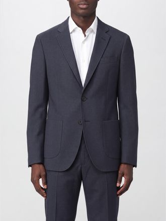 Herno Blazer droit en lin avec revers crant&eacute;s et poches plaqu&eacute;es