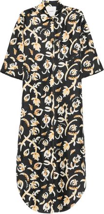 Nanushka robe longue en soie à fleurs - Noir