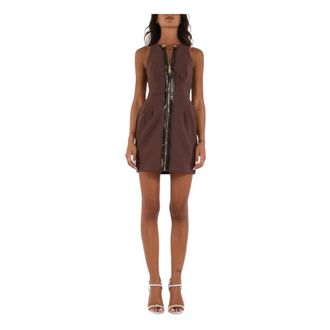 Elisabetta Franchi Femme, Robes, Brun, Taille: 38 FR Mini robe en double crêpe avec détails craquelé