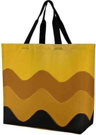 Generic Jaune Moutarde Et Noir Sac Cabas L&eacute;ger Sacs De Courses Grand Sac A Main Femmes Pour Travail Shopping Quotidienne