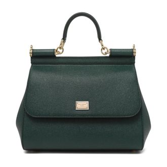 Dolce & Gabbana Sicily Leder Handtasche in mittlerer Gr&ouml;&szlig;e - - Bags - Damen - Gr&uuml;n - ONE SIZE