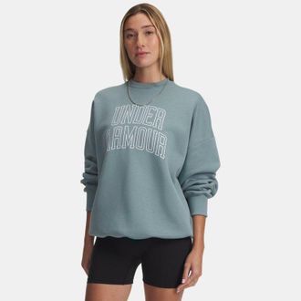 Under Armour Rival Fleece Varsity Oversize-Oberteil mit Rundhalsausschnitt f&uuml;r Damen Serpentine / Wei&szlig; S