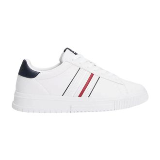 Tommy Hilfiger Homme, Chaussures, Blanc, Taille: 42 EU Baskets en Cuir avec Semelle Intérieure Amovible