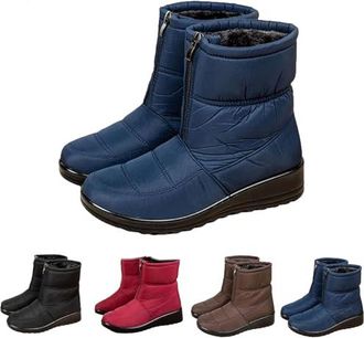 Generic Bottes de neige imperm&eacute;ables pour femme, chaudes et antid&eacute;rapantes, avec doublure en peluche, chaussures d&eacute;contract&eacute;es pour la marche, bleu, 35.5 EU