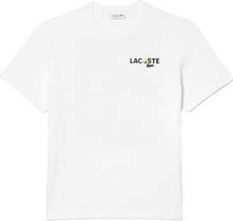 Lacoste T-shirt pour homme en coton &eacute;pais avec imprim&eacute; dans le dos, Blanc., S