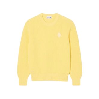 Lacoste Homme, Pulls, Jaune, Taille: M/L Pearl Rib Knit Badge Accent Sweater