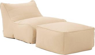 Sweeek Outdoor Sessel und Fu&szlig;hocker mit Olefin-Bezug in beige
